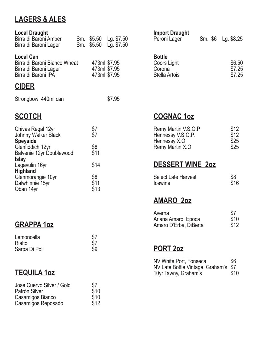 Regular Menu